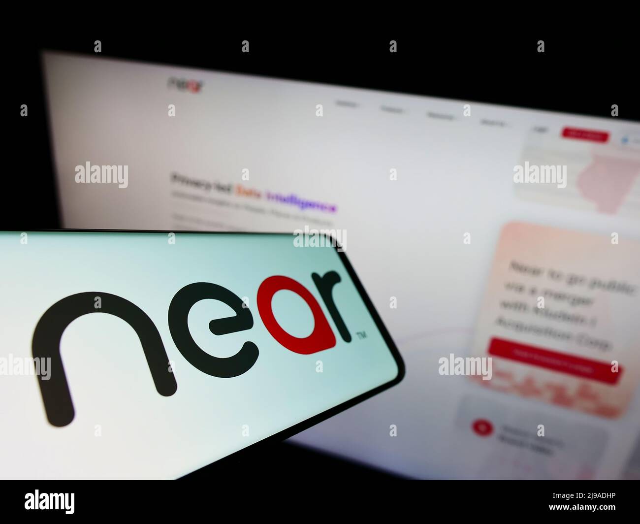 Smartphone with logo of American analytics company Near Intelligence on ...