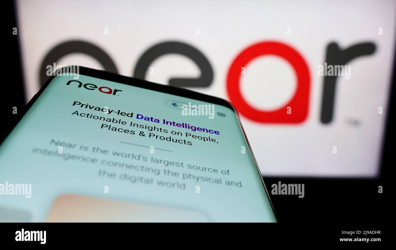 Mobile phone with website of US analytics company Near Intelligence on ...
