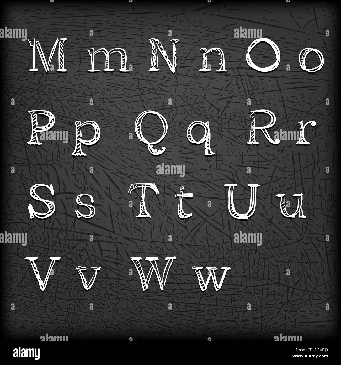 Hand drawn capital alphabet M-W. Vector illustration. EPS10 opacity ...