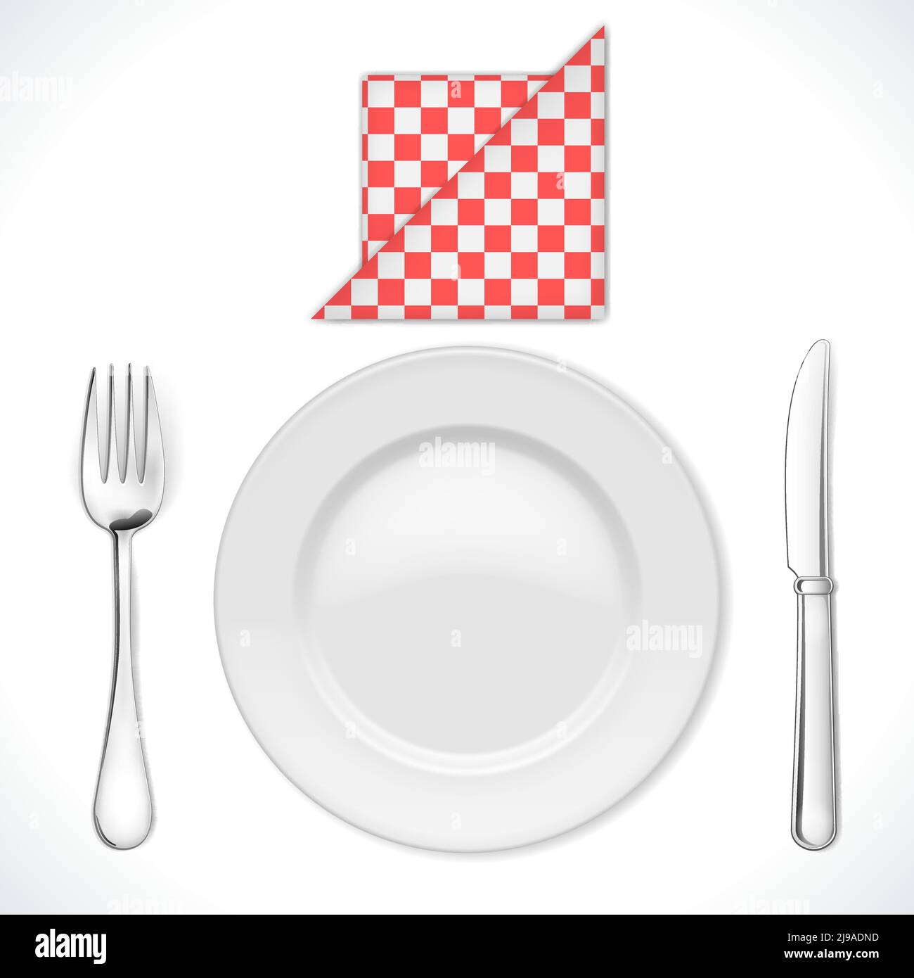 Dinner place setting isolated on white. Vector Illustration. EPS10 ...