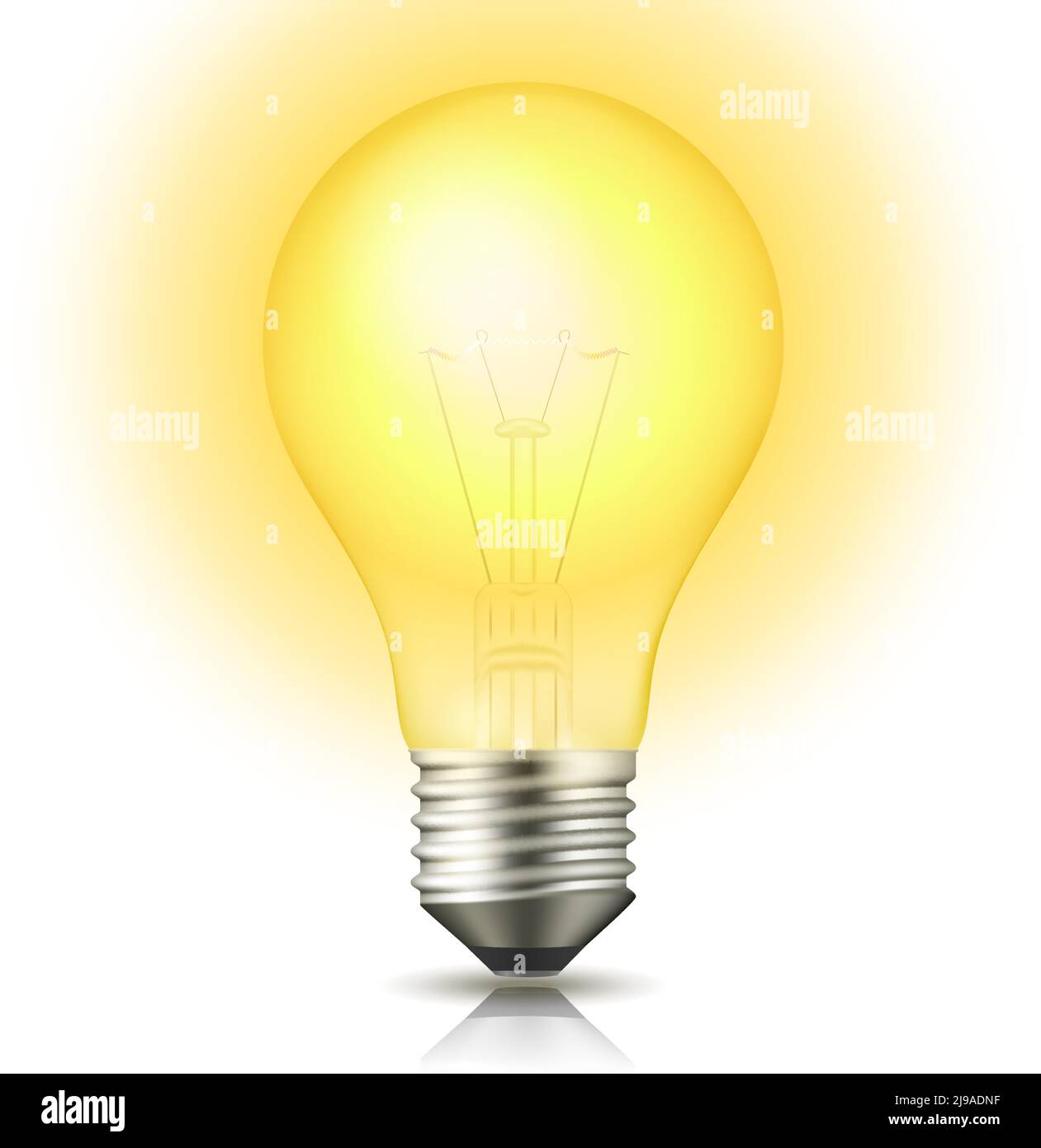 Realistic lit light bulb isolated on white. Vector Illustration. EPS10 ...