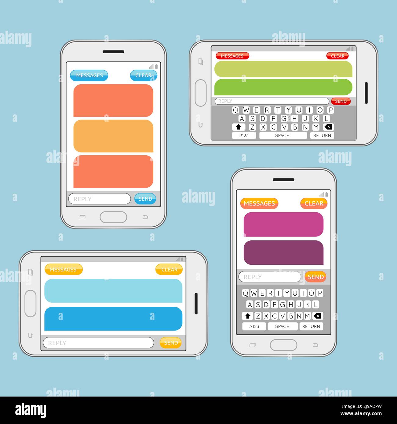 Smartphone chatting sms messages speech bubbles vector template ...