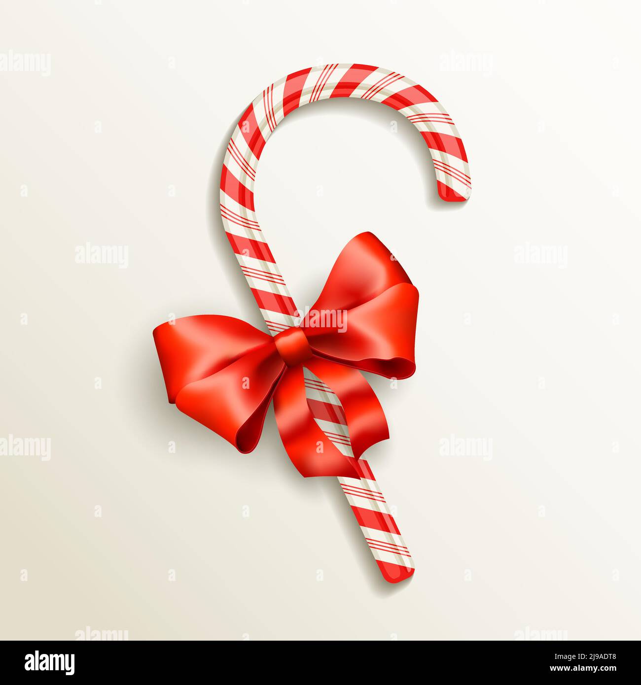 realistic candy cane with red bow vector illustration Stock Vector ...
