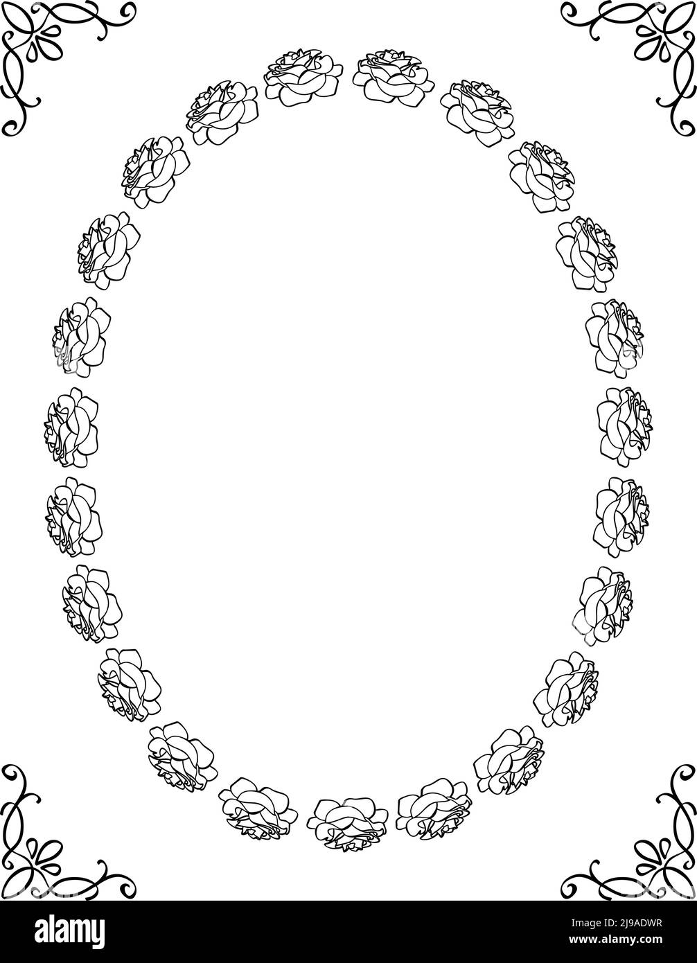 Rose corner border Black and White Stock Photos & Images - Alamy