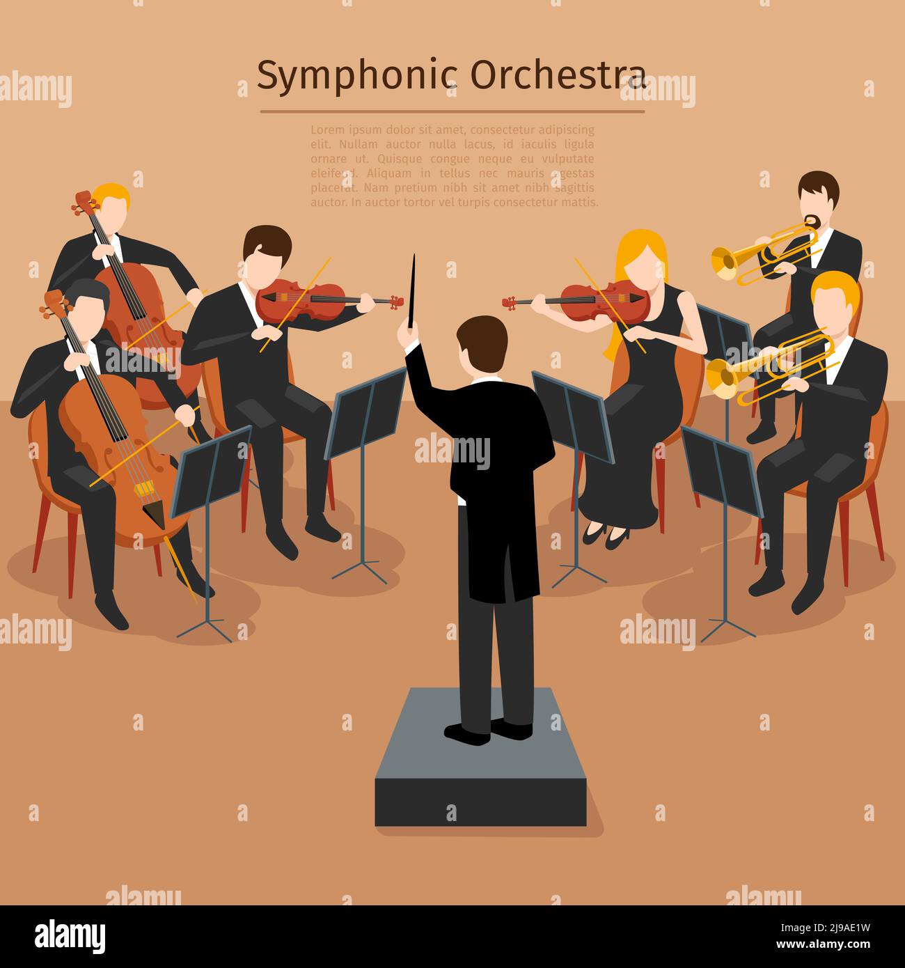 Symphonic orchestra. Music concert and sound symphony, instrumental ...
