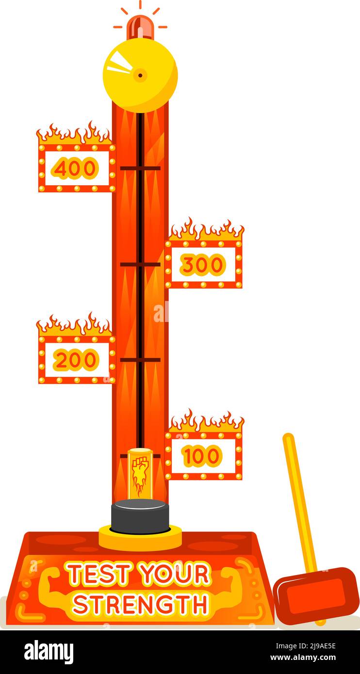 Strength tester. Test your strength amusement game. Power and strong ...