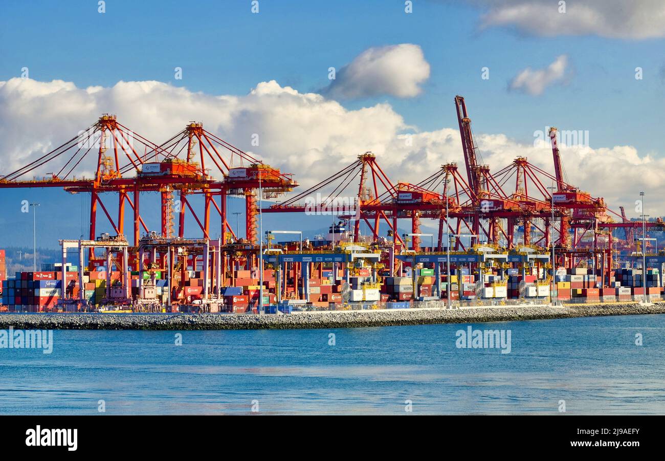 Container terminal at Port of Vancouver Stock Photo - Alamy