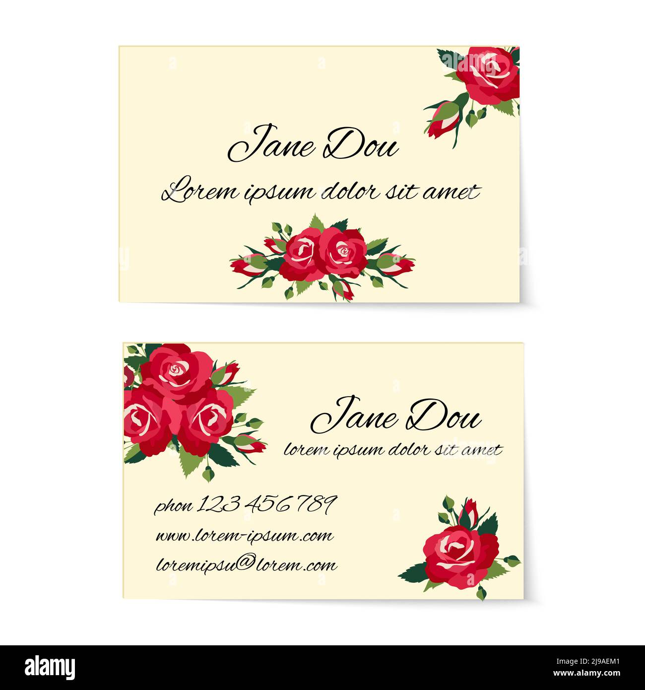 Two different business card templates decorated with stylish bunches of ...