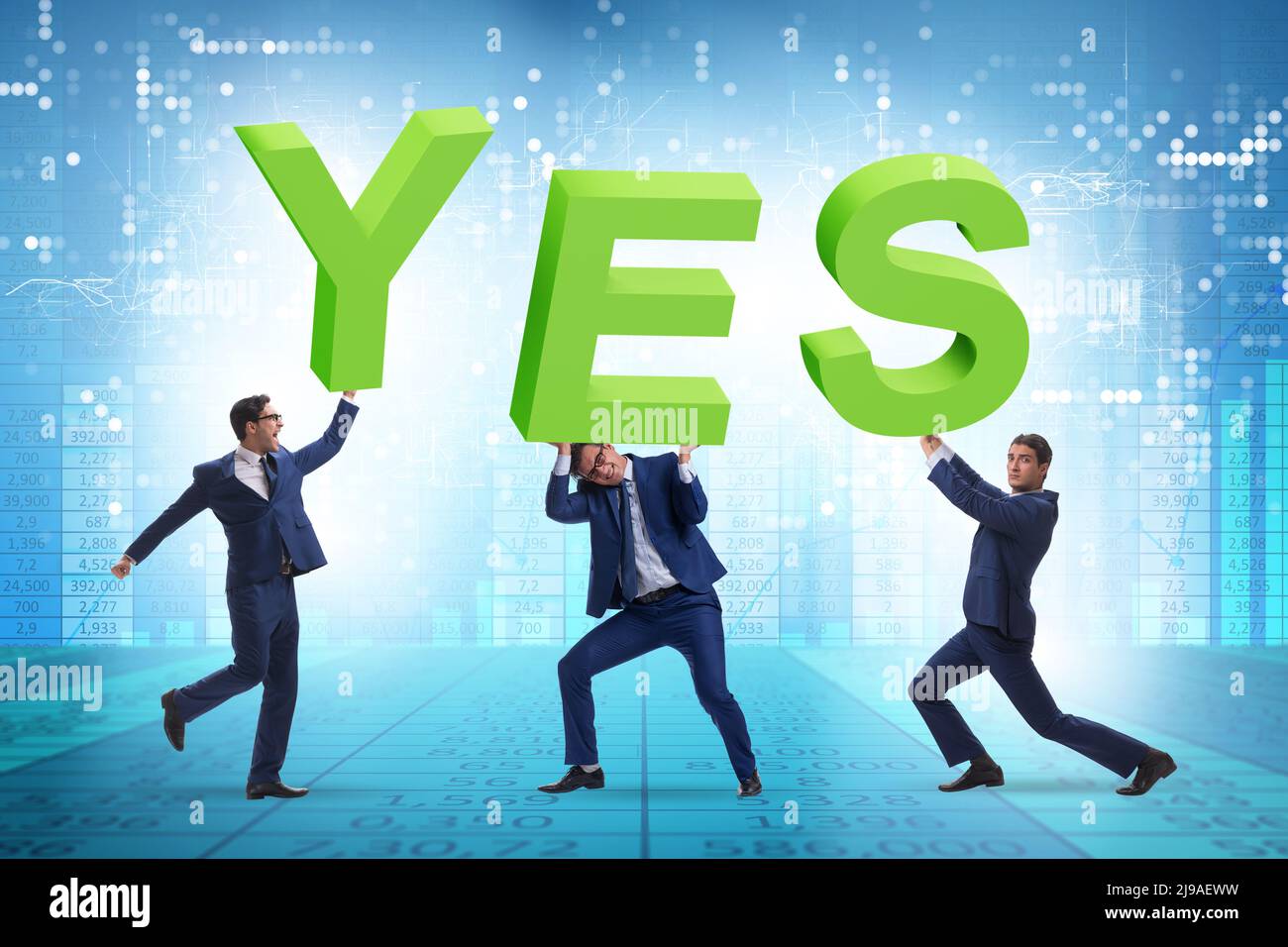 Businessmen in yes positive answer concept Stock Photo - Alamy