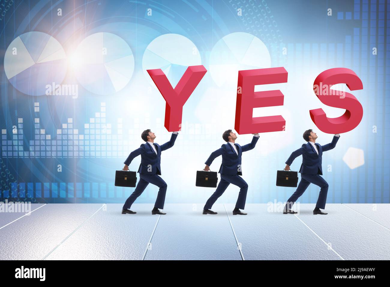 Businessmen in yes positive answer concept Stock Photo - Alamy
