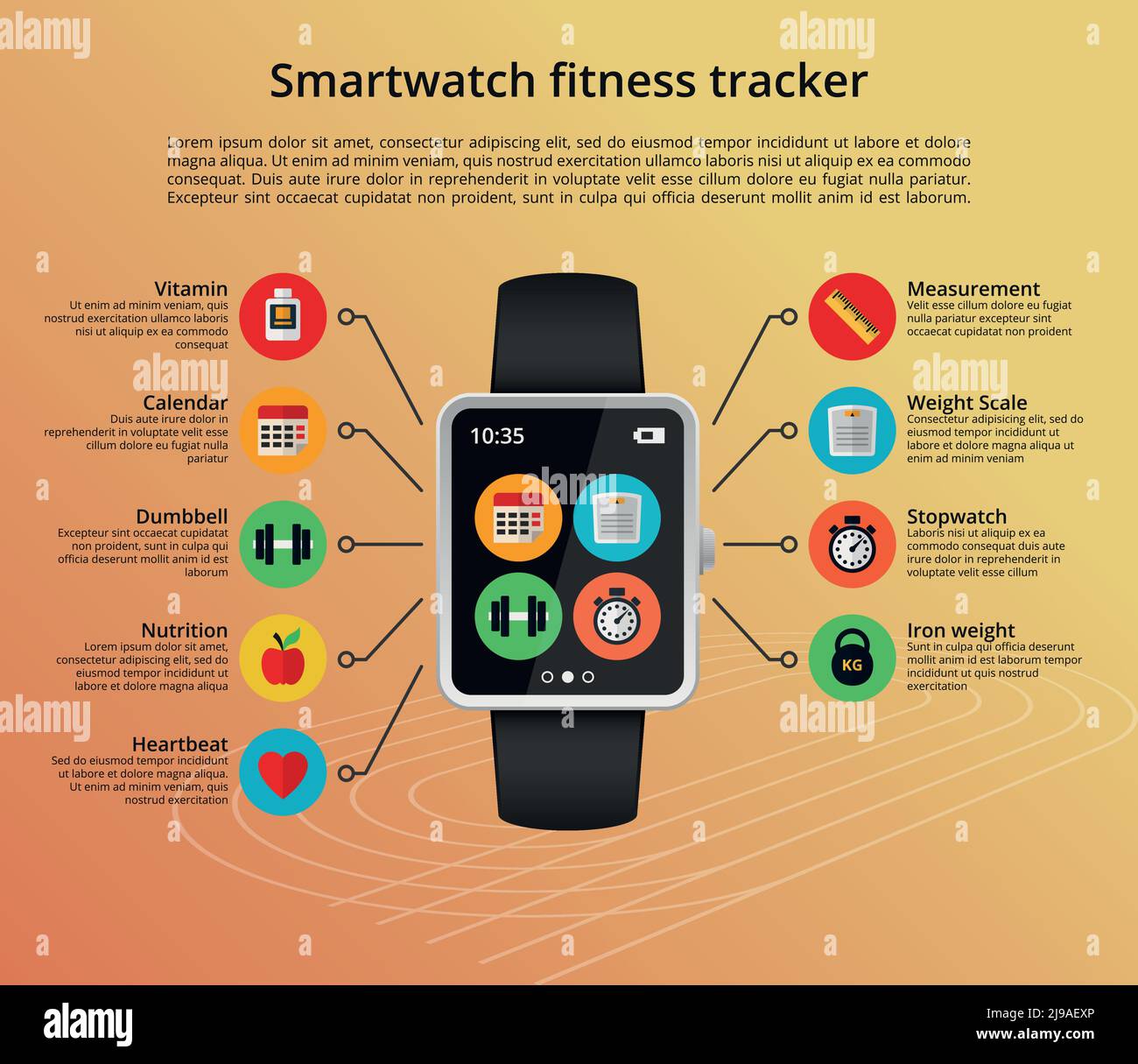 Smartwatch fitness tracker concept in flat style vector illustration ...