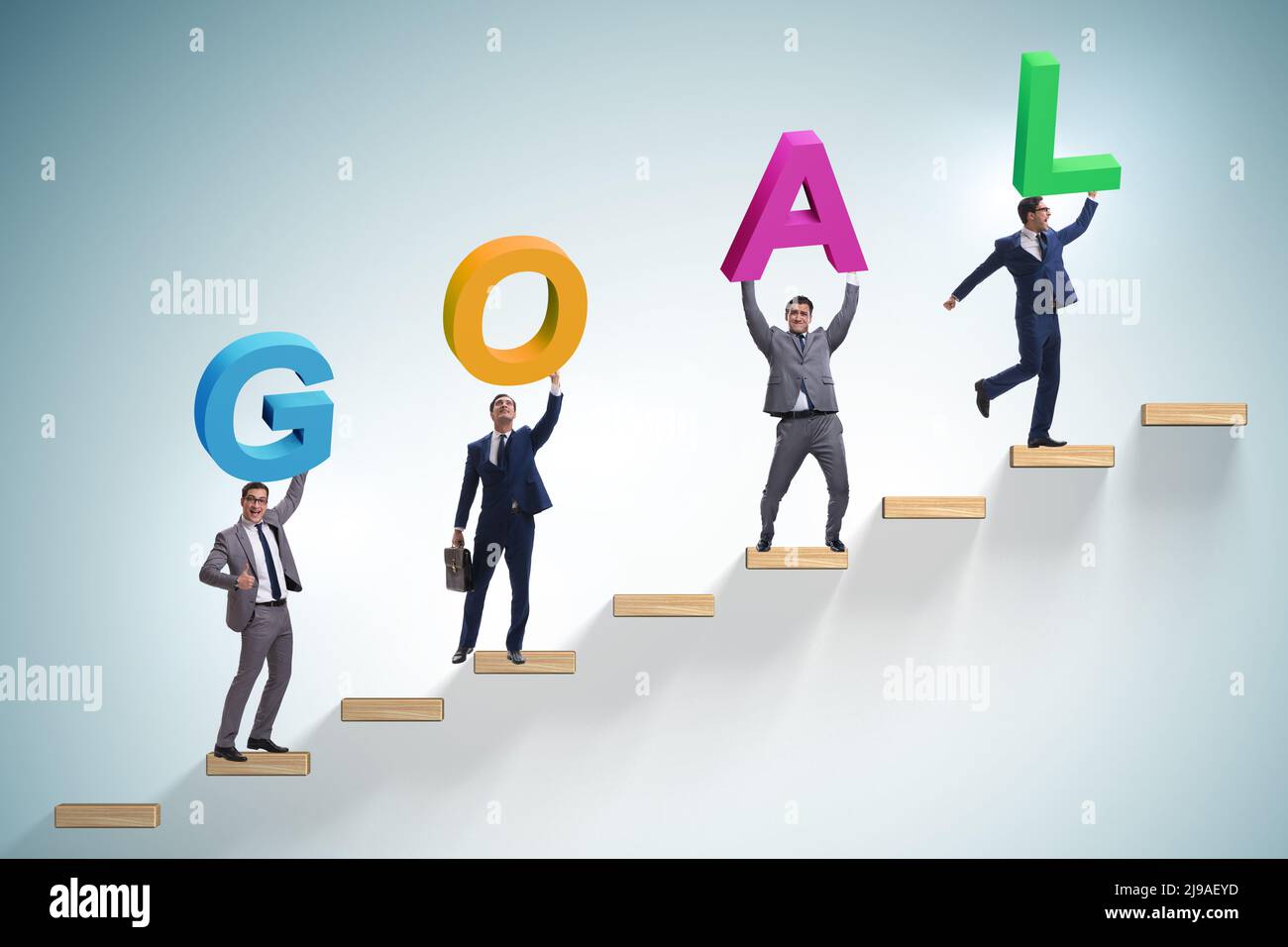 Businessman in the goal concept carrying letters Stock Photo - Alamy