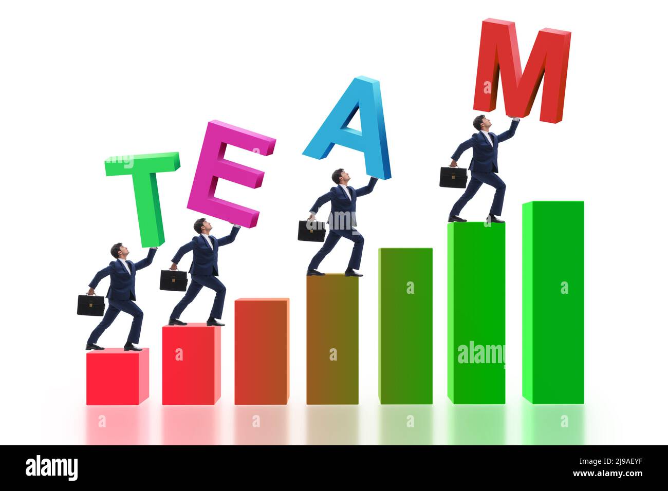 Teamwork concept with the people carrying team letters Stock Photo - Alamy