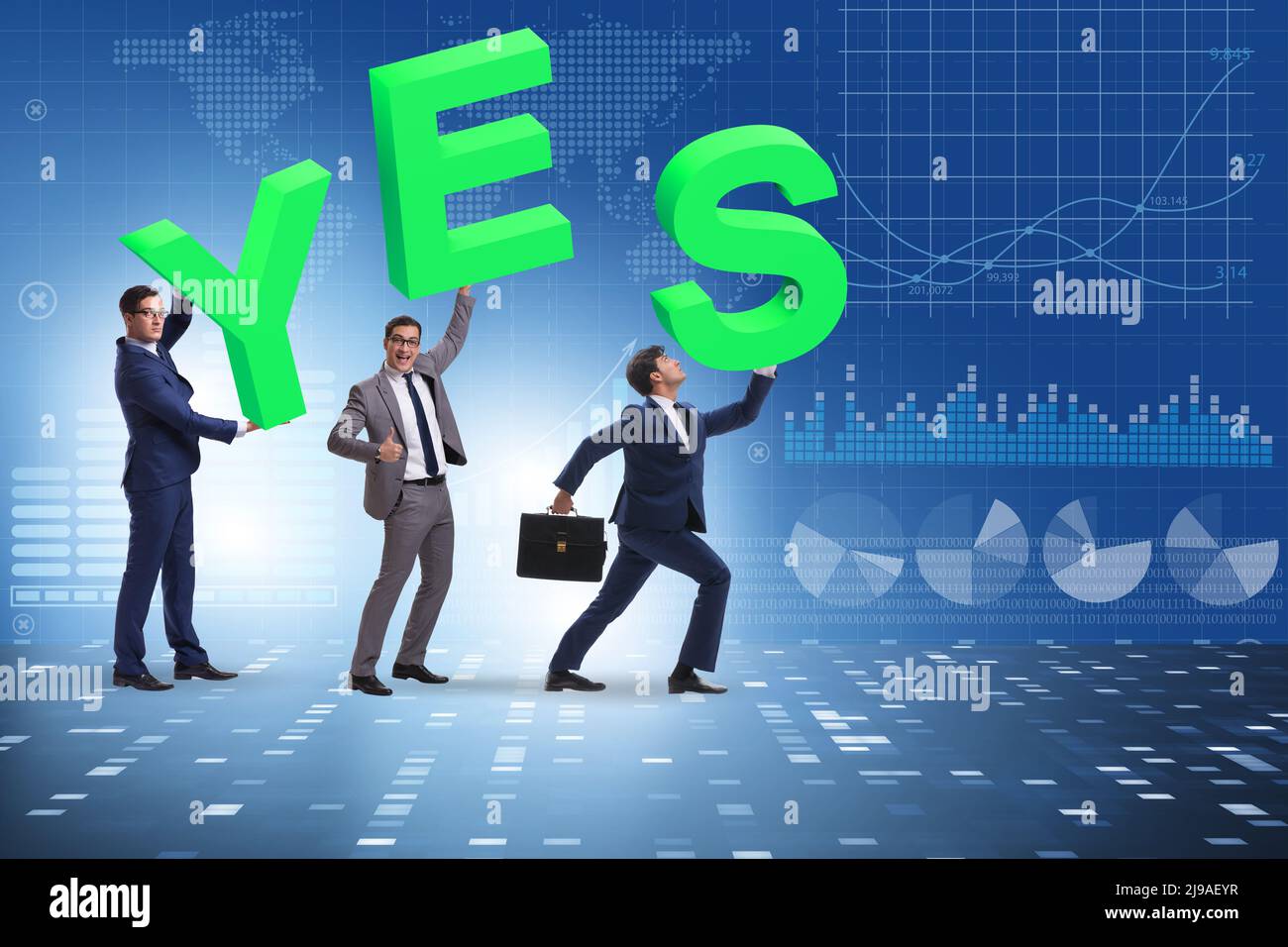 Businessmen in yes positive answer concept Stock Photo - Alamy