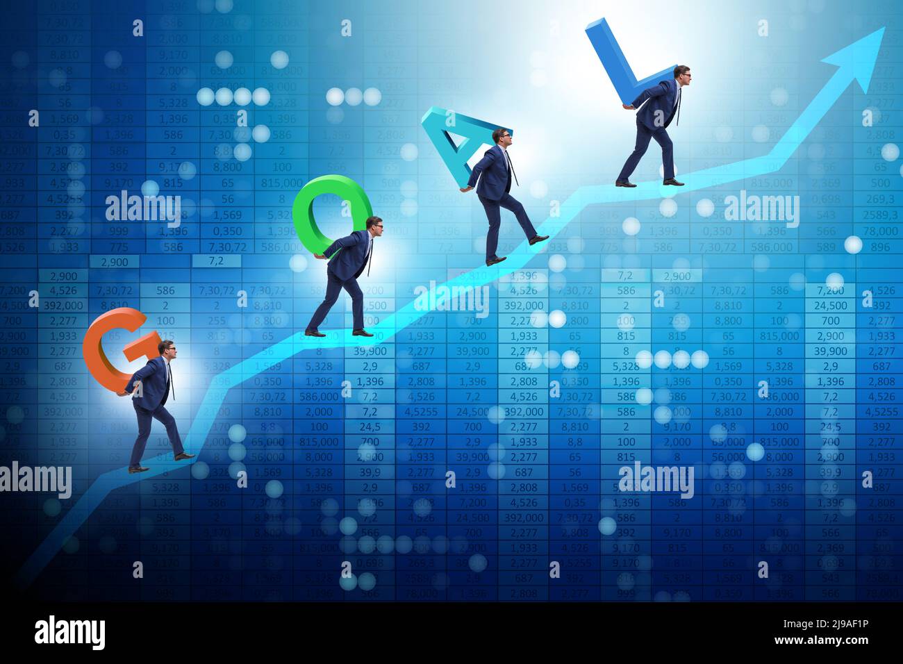 Businessman in the goal concept carrying letters Stock Photo - Alamy