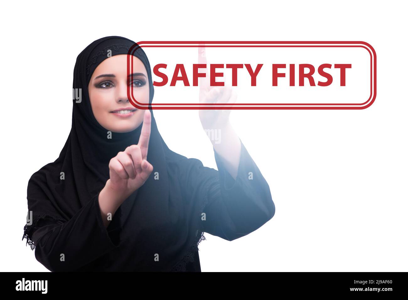 Safety first concept with the businesswoman Stock Photo - Alamy