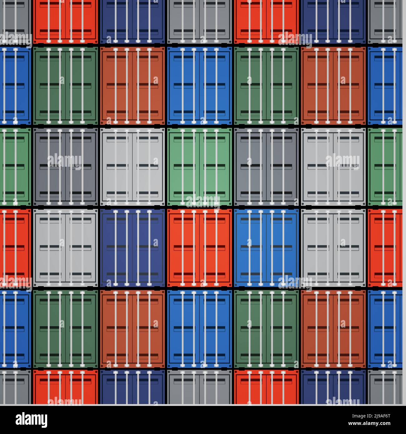 Shipping containers. Export and freight, row seamless pattern ...