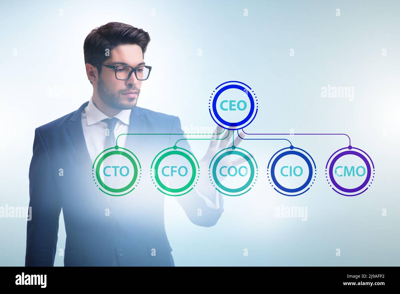 Businessman in organisation chart concept Stock Photo - Alamy