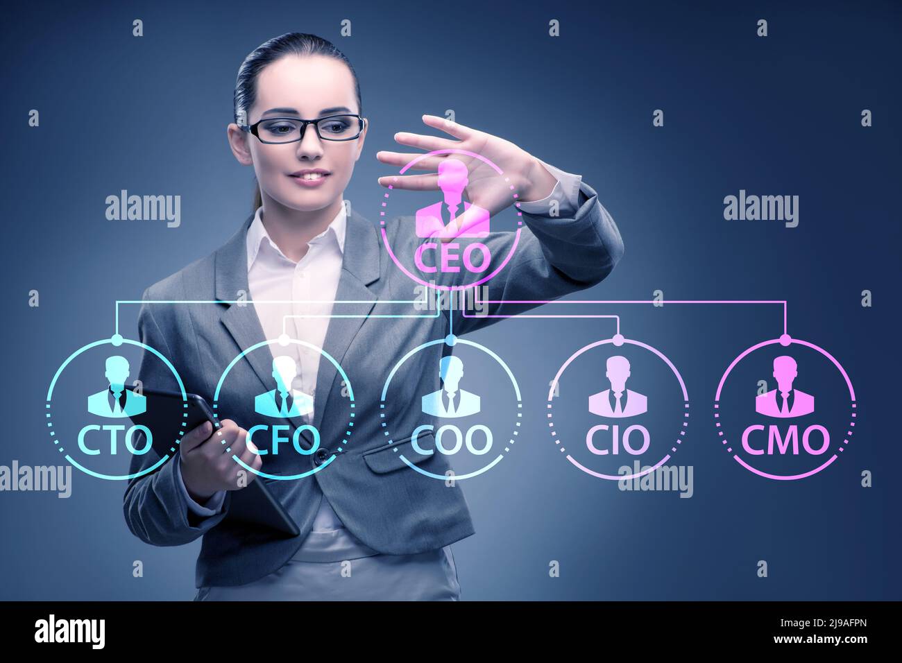 Businesswoman in organisation chart concept Stock Photo - Alamy