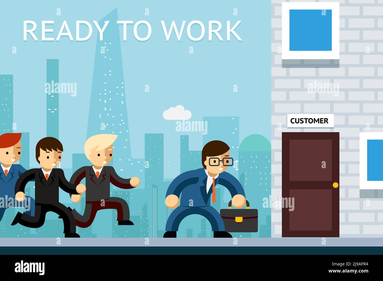 Ready to work. Business managers waiting for customer. Marketing and ...