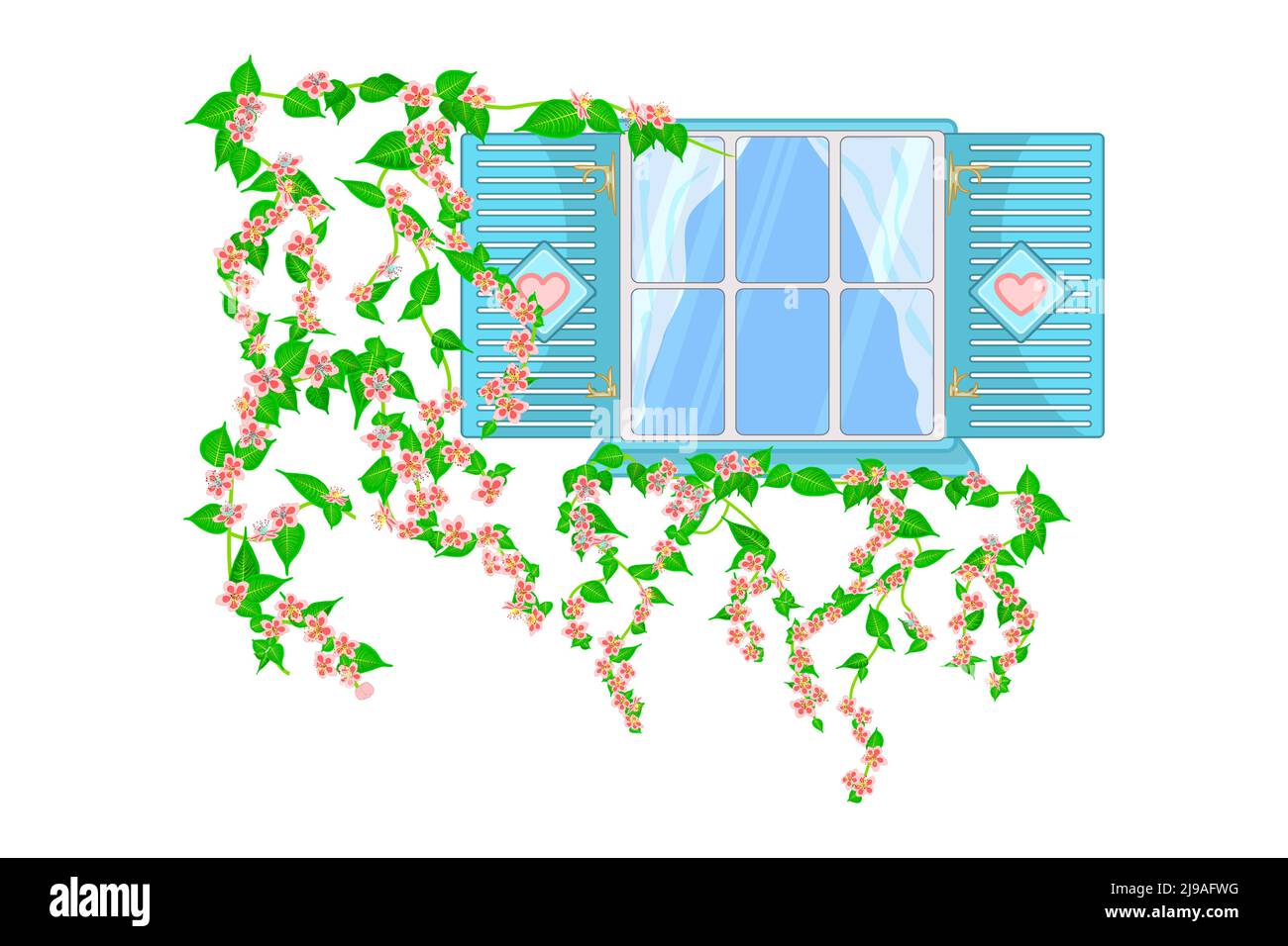 Old blue wooden window frame Stock Vector Images - Alamy