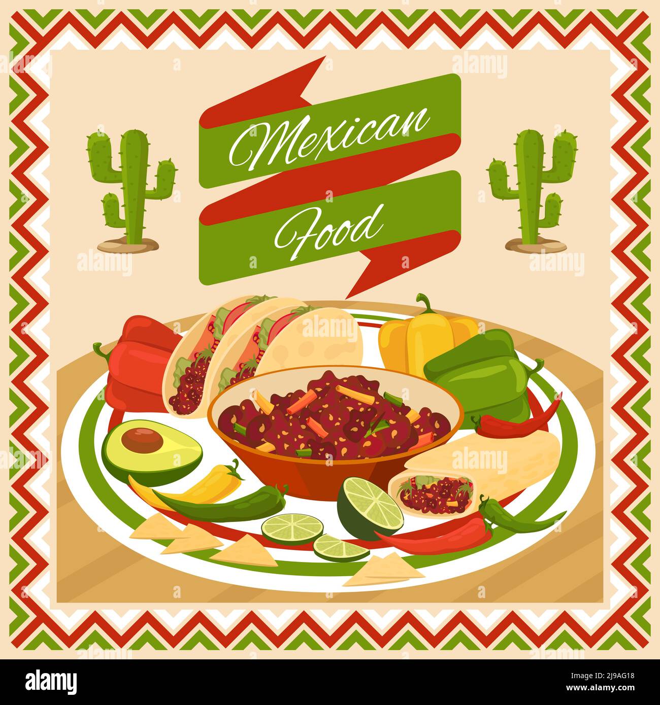 Mexican food poster. Vegetable and chili, avocado and lime, fresh ...