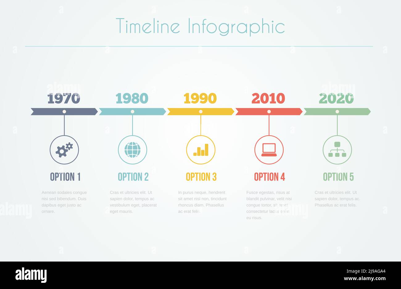 Timeline Infographic with diagrams and text in retro style Stock Vector ...