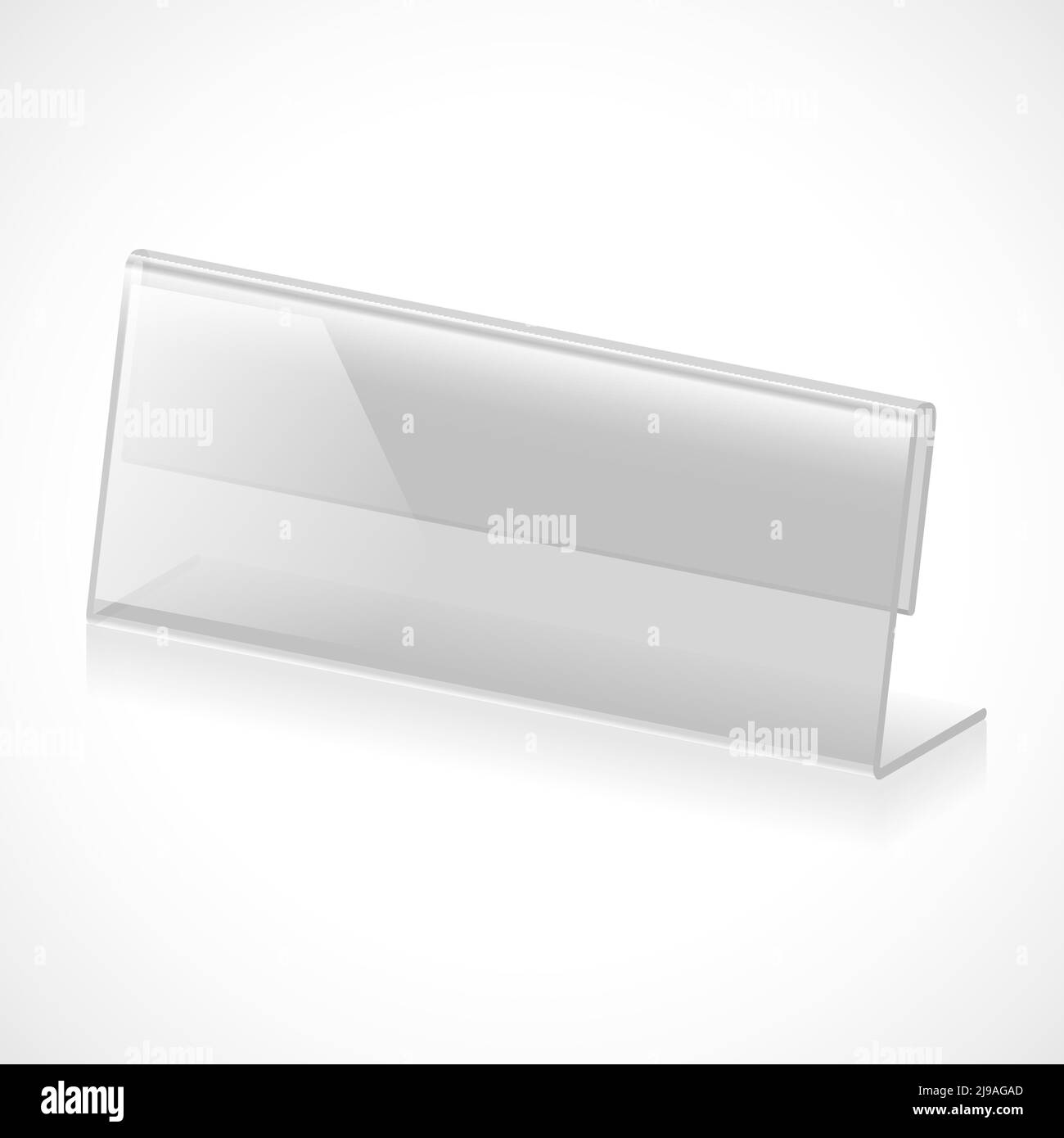 Three-dimensional transparent stand for name, title or rank on a white ...