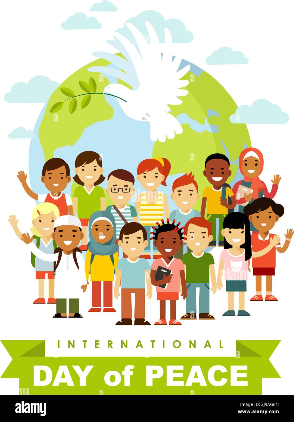 Different international multicultural children standing together in ...