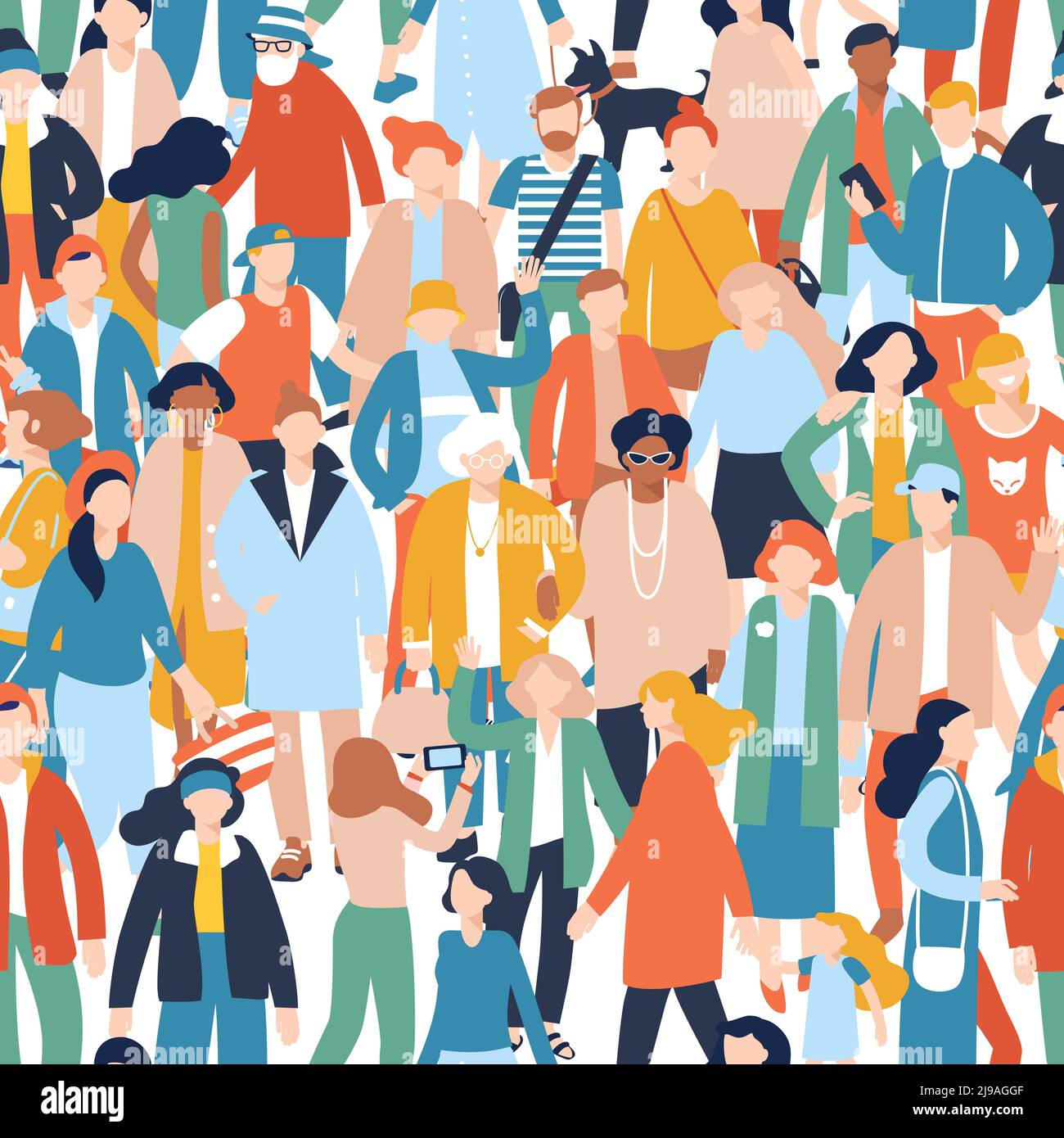 Group of different people in community isolated on endless background ...