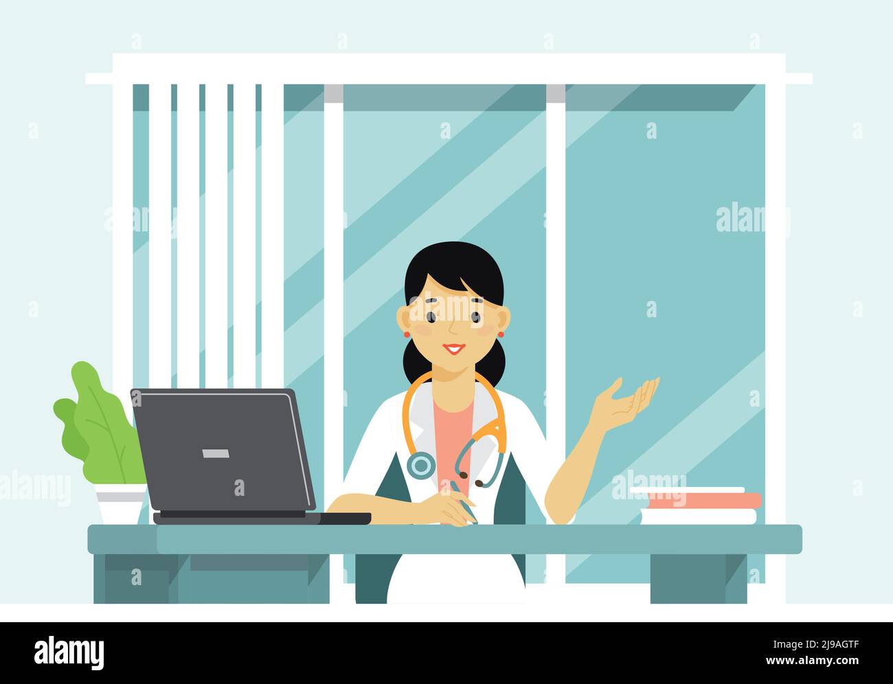 Cartoon doctor computer desk hi-res stock photography and images - Alamy