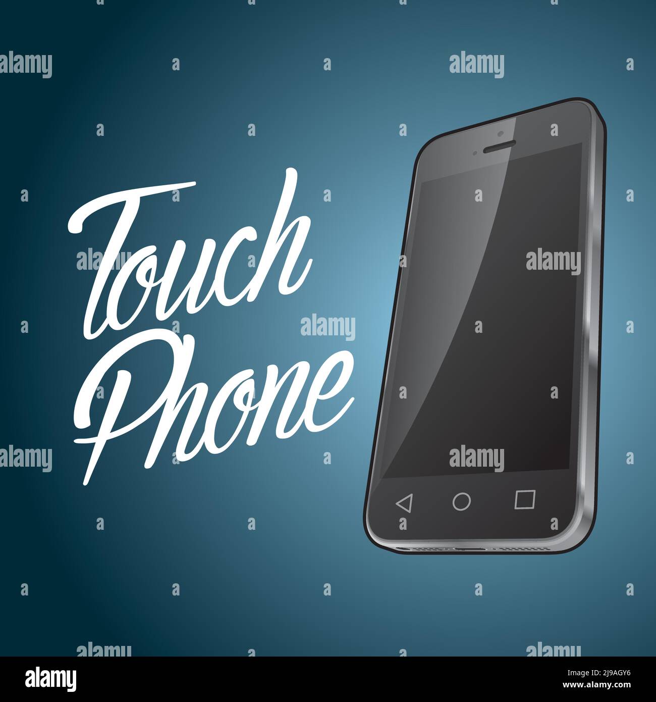 Smartphone Device Design Poster with digital object and word touch ...
