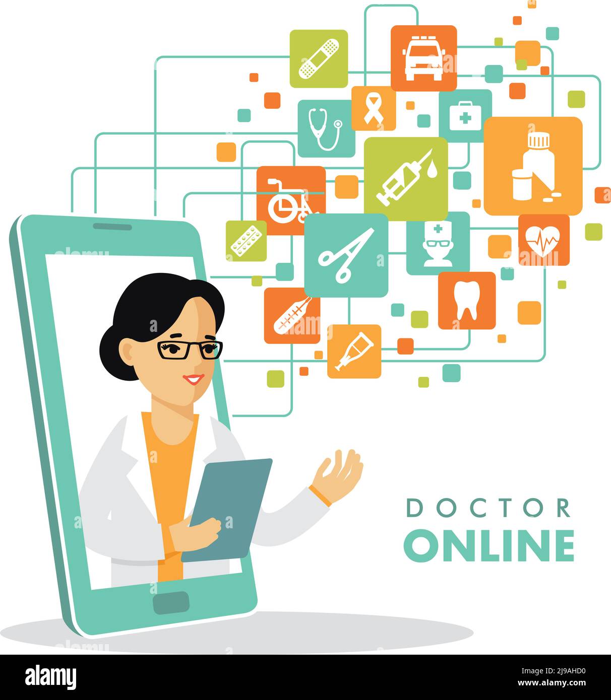 Woman smartphone icons Cut Out Stock Images & Pictures - Alamy