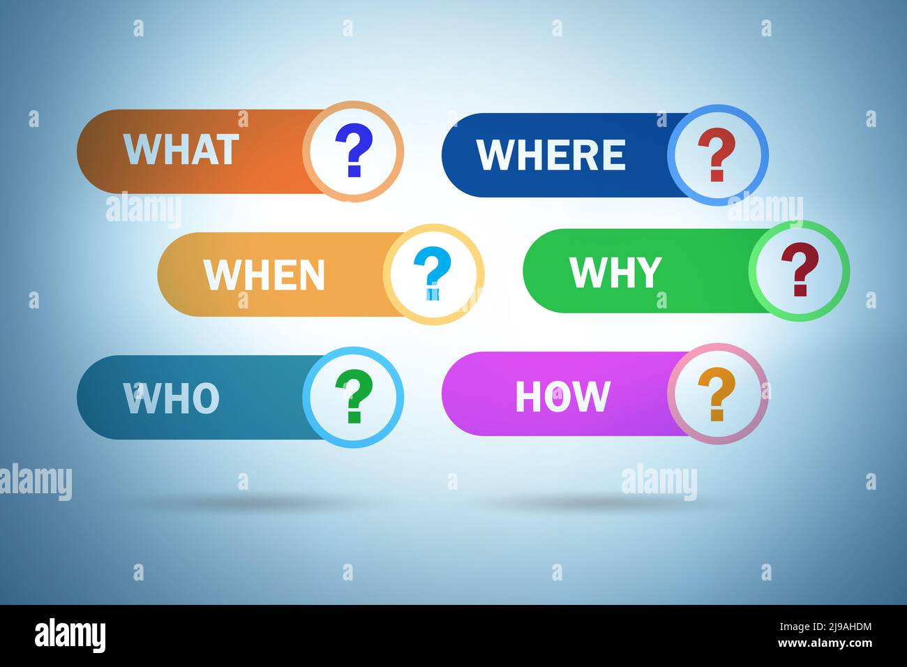 Concept of the many different questions asked Stock Photo - Alamy