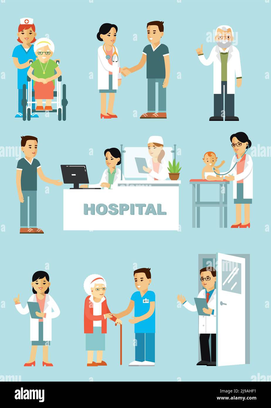 Medical staff and illness people in hospital. Consultation, medical ...