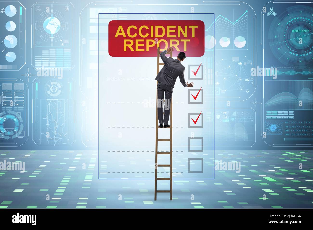 Filling in accident report in the insurance concept Stock Photo - Alamy