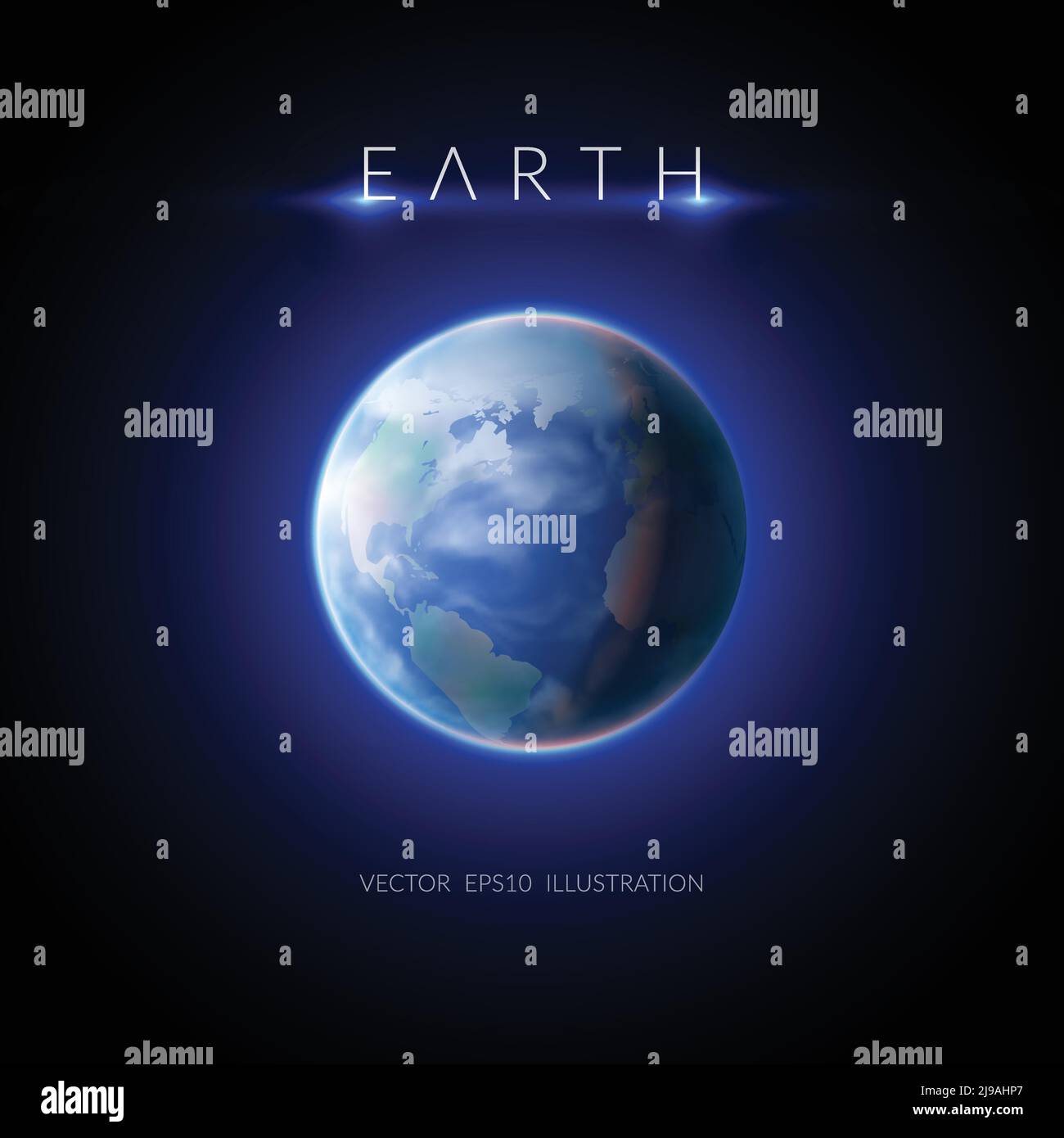 Earth image with description on dark background flat vector ...