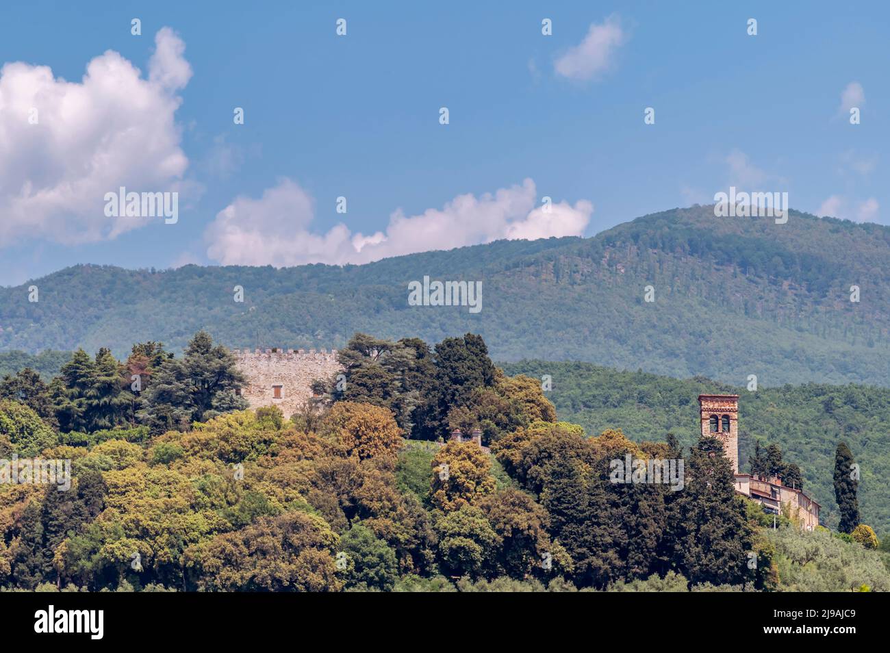 Panoramic view of the ancient castle of Montemurlo, Prato, Italy and ...
