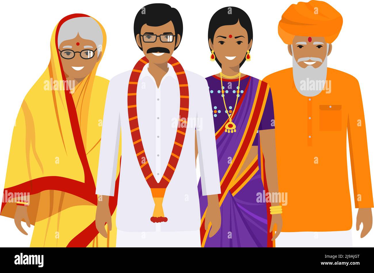Generations man. Indian people father, mother, grandmother, grandfather ...