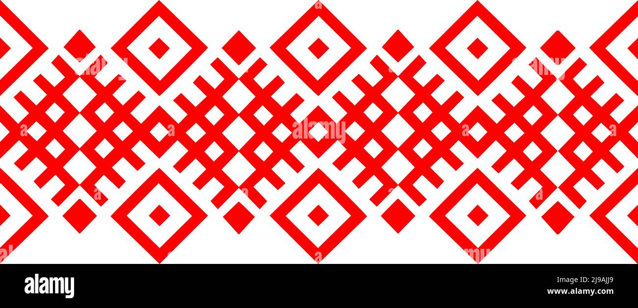 Red stylized folk Slavic patterns. Seamless folk pattern. Vector ...