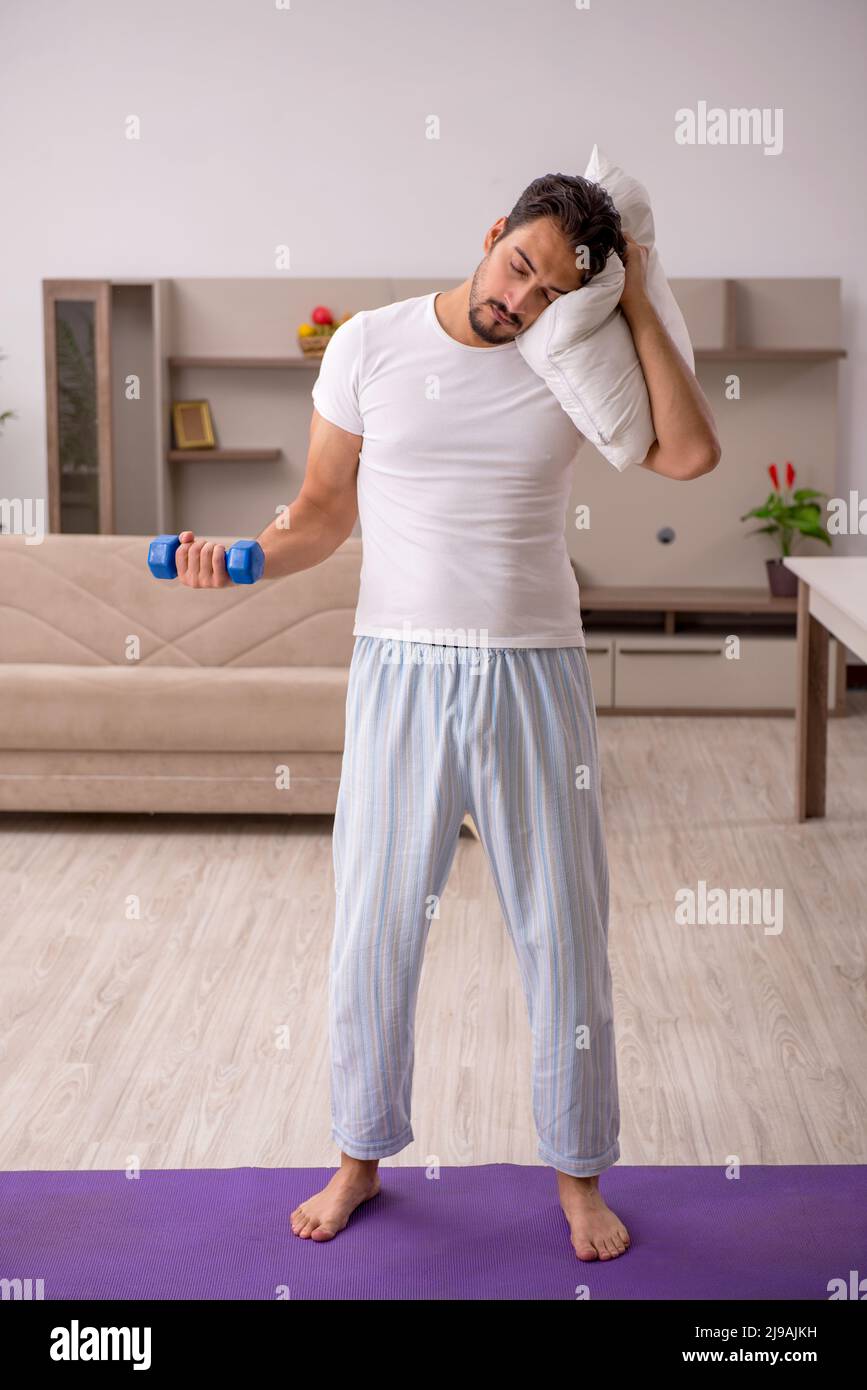 Man starting doing morning exercises hi-res stock photography and ...