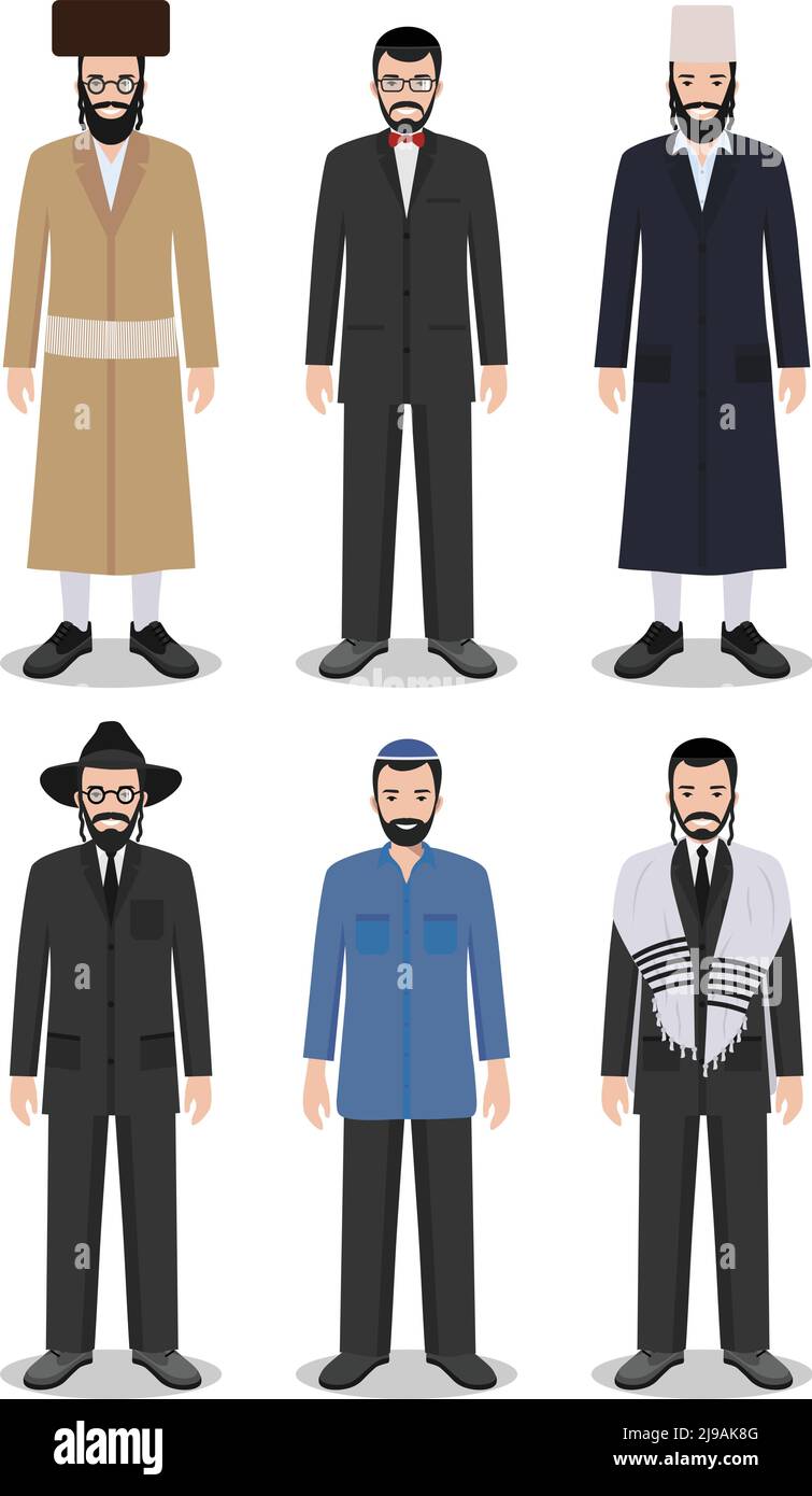 Detailed illustration of different standing jewish men in the ...