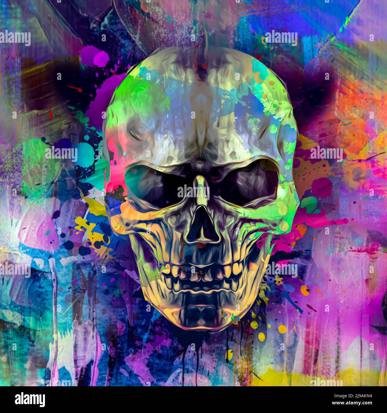 abstract colored artistic skull, graphic design concept, grunge art ...