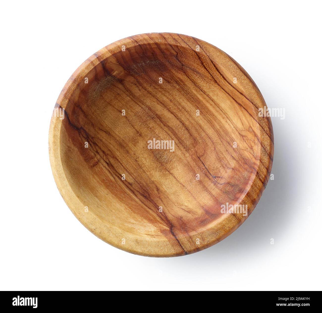 empty olive wood bowl isolated on white background, top view Stock ...