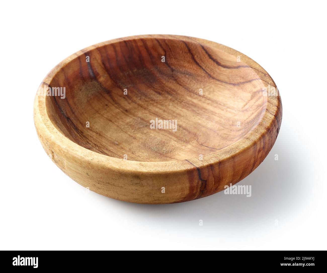 new empty olive wood bowl isolated on white background Stock Photo - Alamy
