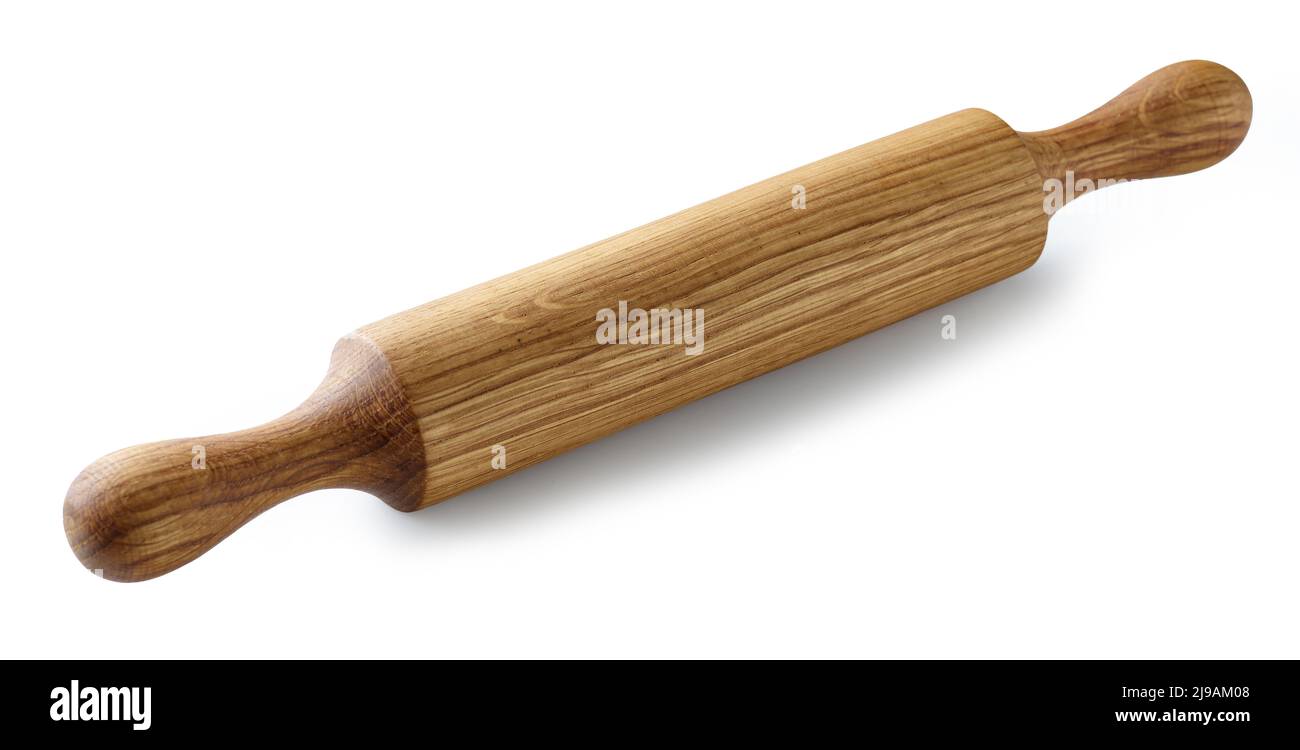 new wooden rolling pin isolated on white background Stock Photo - Alamy