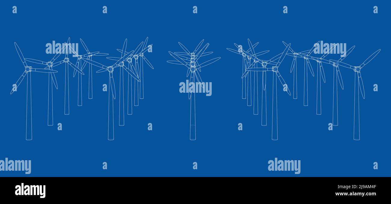Wind turbines. Vector rendering of 3d Stock Vector Image & Art - Alamy