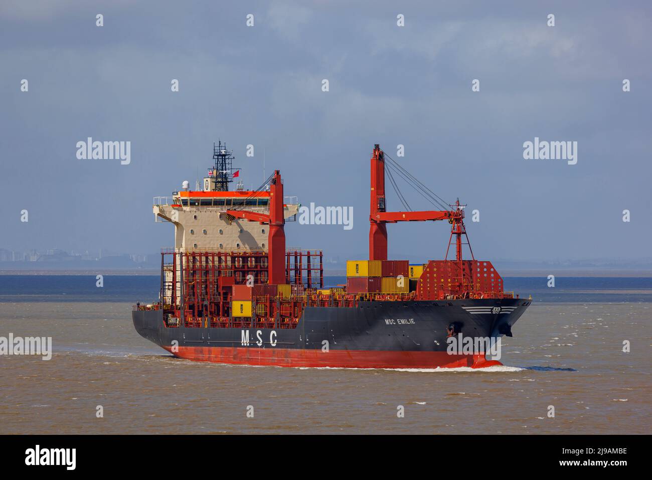 Container ship MSC Emily heading to Portbury docks Stock Photo - Alamy