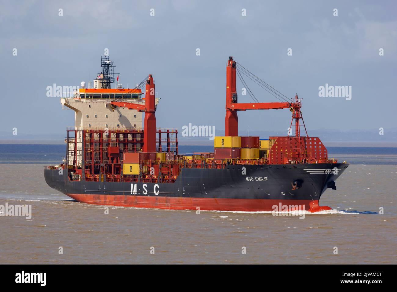 Container ship MSC Emily heading to Portbury docks Stock Photo - Alamy