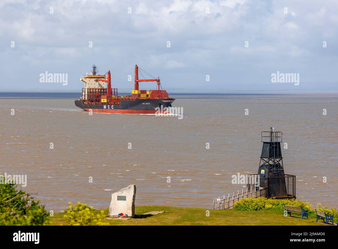 Container ship MSC Emily heading to Portbury docks Stock Photo - Alamy